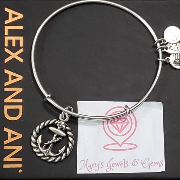 Alex and Ani | Jewelry | Alex And Ani Nautical Anchor Charm Bangle Bracelet Rafaelian Silver ...